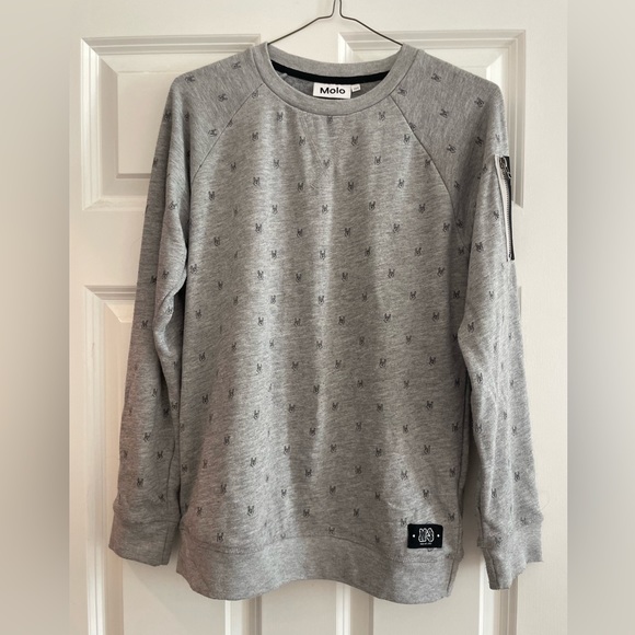 Molo | Shirts & Tops | Molo Kids Marx Sweatshirt Grey With Peace Signs ...